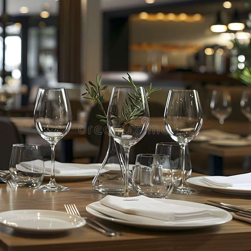 Elegant Table Setting in Modern Restaurant Stock Photo - Image of ...