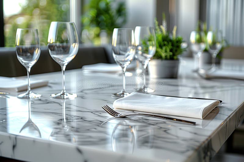 Elegant Table Setting in a Modern Restaurant Stock Illustration ...