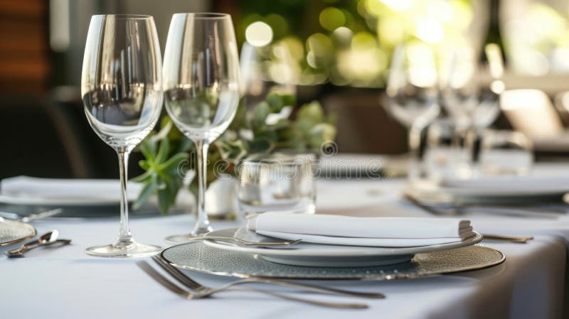 Elegant Table Setting in Restaurant Stock Illustration - Illustration ...