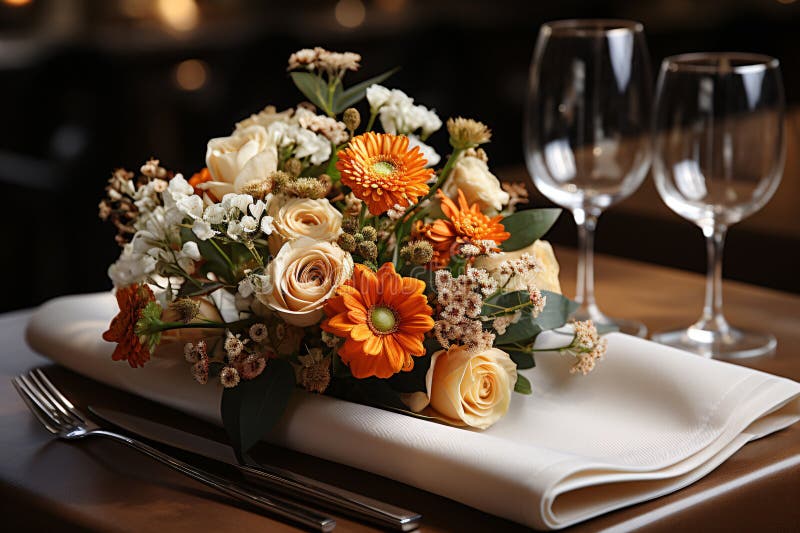 Elegant Table Setting in Restaurant. Selective Focus. Table Set for an ...