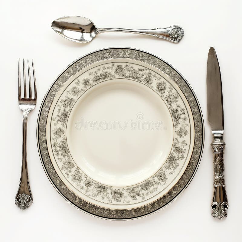 Elegant Table Setting with Vintage Dinnerware Stock Photo - Image of ...