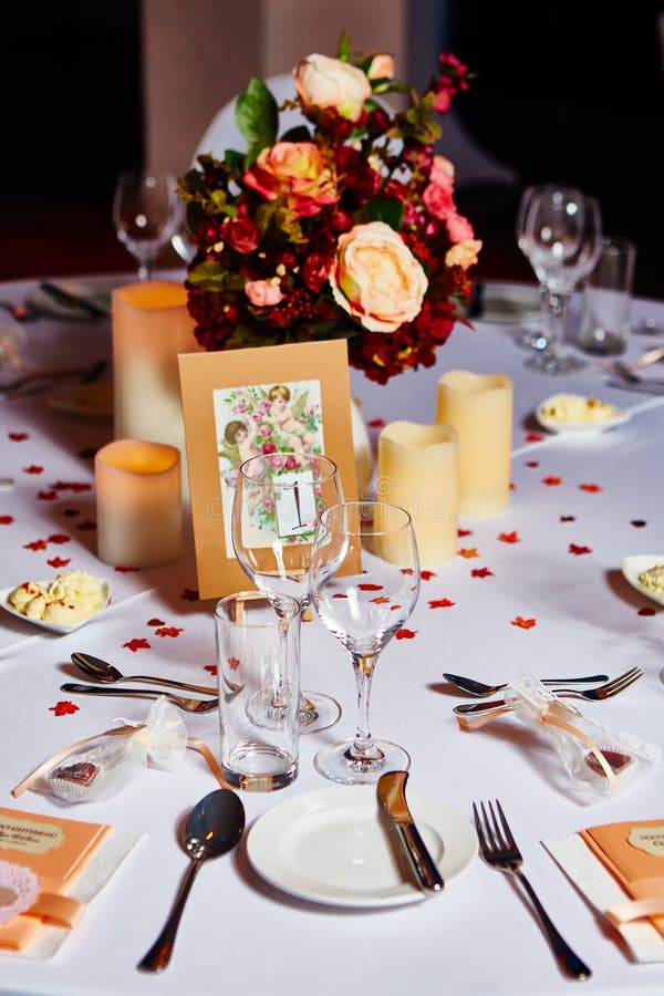 The Elegant Table Setting in Wedding Ready for Event Stock Image ...