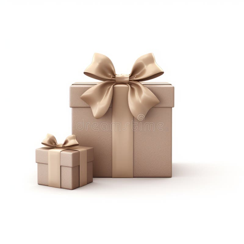 Elegant Tan Gift Boxes with Bows - Stunning 3d Rendered Artwork Stock ...
