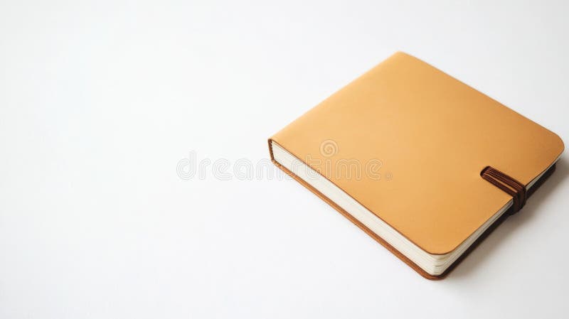 Elegant Tan Leather Notebook Resting on a Clean White Surface, Inviting ...