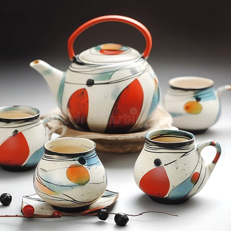 Elegant Tea Set Composition Featuring a Stylishly Designed Teapot and ...