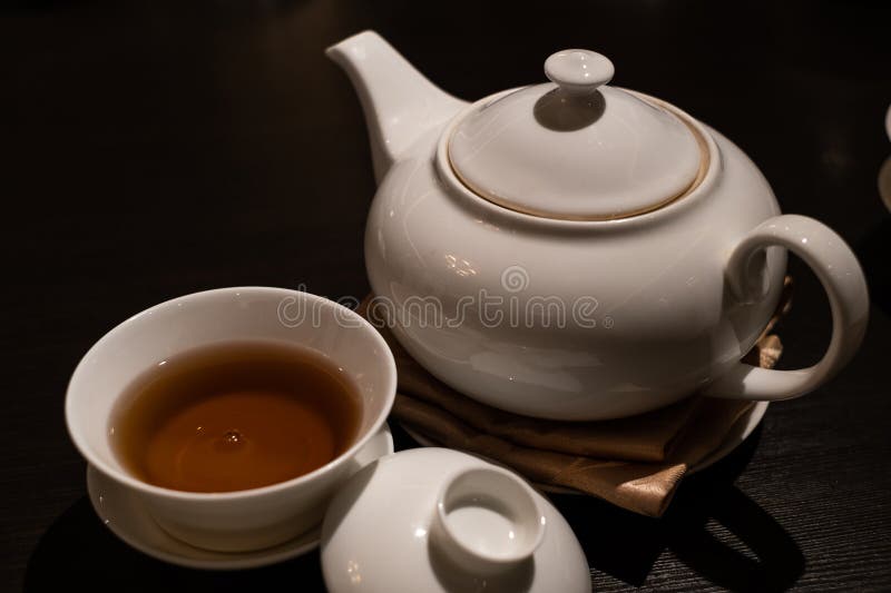Elegant Tea Set in Dramatic Low Light Stock Image - Image of contrast ...