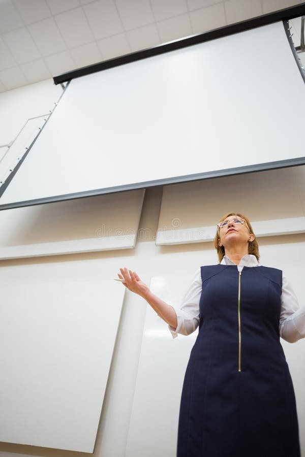 Projection Screen in the Lecture Hall Stock Image - Image of indoors ...