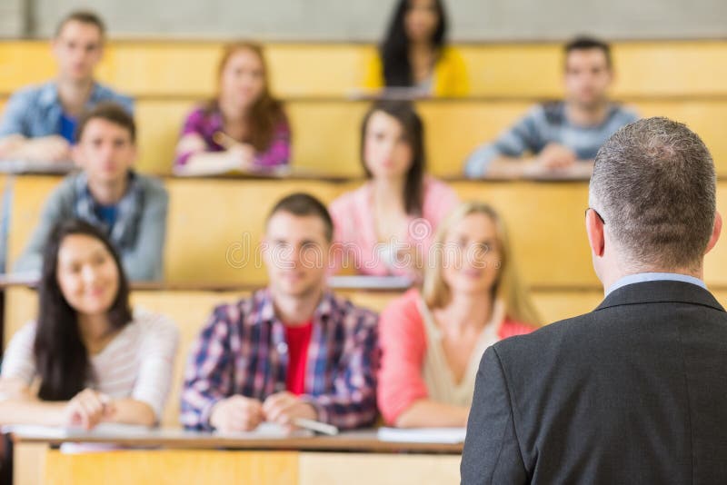 Elegant Teacher with Students at the Lecture Hall Stock Image - Image ...