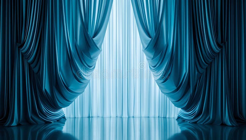 Elegant Teal Curtains Draped Stage Background Design Stock Illustration ...