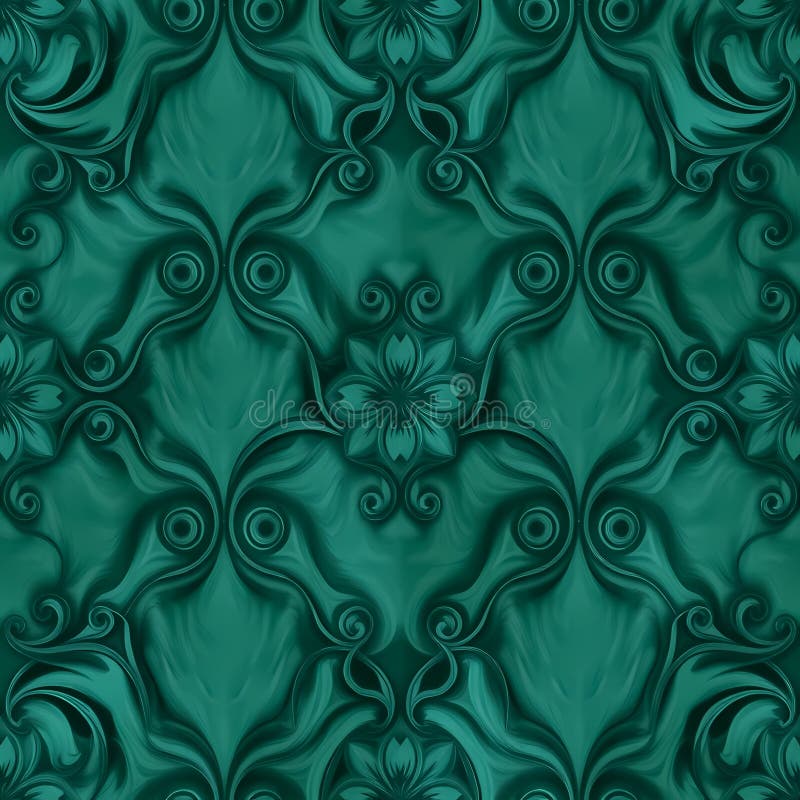 Elegant Teal Floral Pattern Showcasing Intricate Designs with a Smooth ...