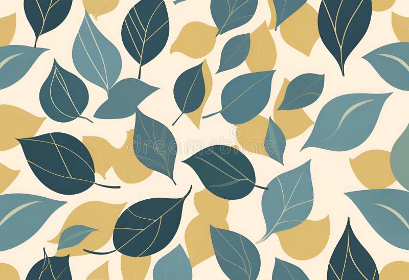 Elegant Teal and Gold Leaf Pattern Seamless Design Perfect for Textile ...