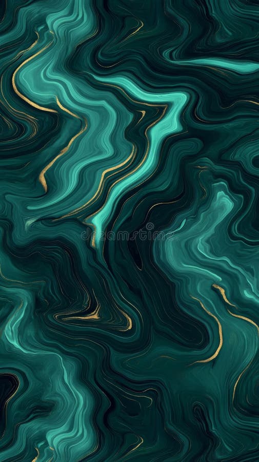 Elegant Teal and Gold Marble Pattern with Fluid Abstract Swirls Stock ...