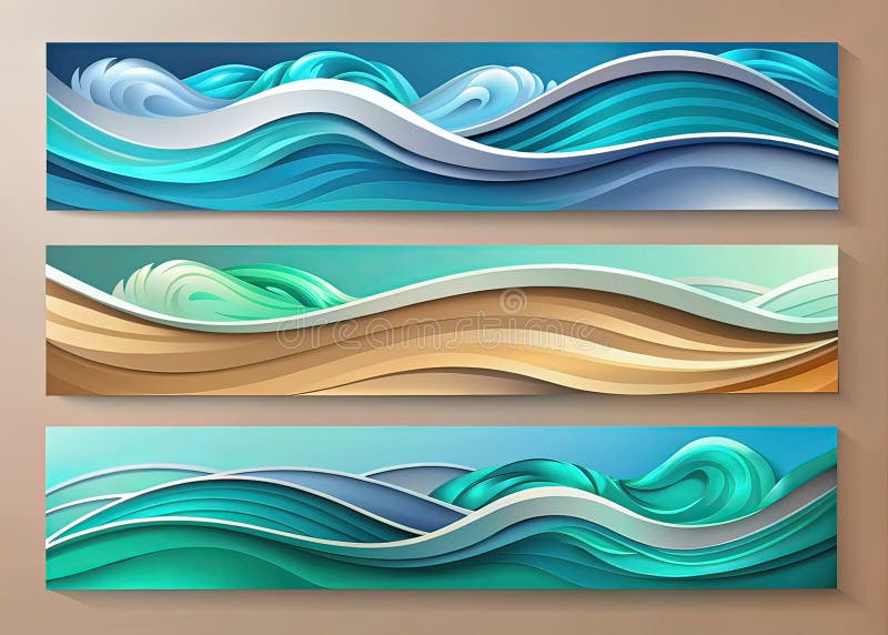 Elegant Teal Gray Blue Wave Header Design Stunning Decorative ...
