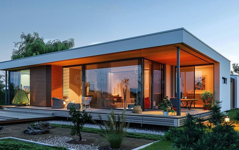 Elegant Teal Single-Level Modern Ho -Generative Ai Stock Illustration ...