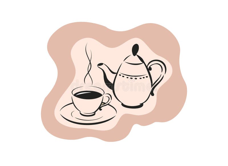Elegant Teapot and Cup Illustration for Cozy Tea Time and Beverage ...