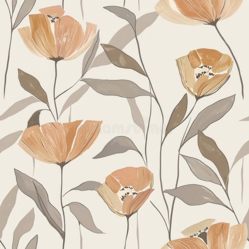 Elegant Terracotta Floral Pattern on Neutral Background for Design ...