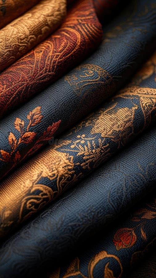 Elegant Textile with Intricate Patterns in Rich Colors, Perfect for ...