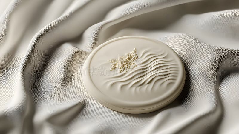 Elegant Textured Beige Round Object on Soft Fabric Stock Illustration ...