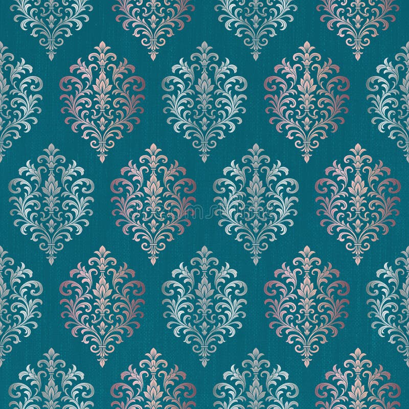 Elegant Thai Damask Pattern in Deep Blue and Pink Stock Illustration - Illustration of culture ...