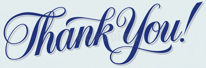 Elegant Thank You! Message in Blue Script with Subtle Drop Shadows, AI ...