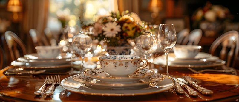 Elegant 18thcentury Dining Table Set for Formal Dinner Party with ...