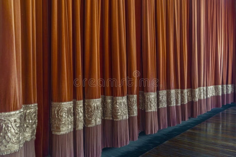 Elegant Theater Curtains in Minimalist Setting Stock Photo - Image of ...