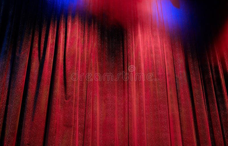 Elegant Theater Stage with Closed Red Curtain Stock Photo - Image of ...