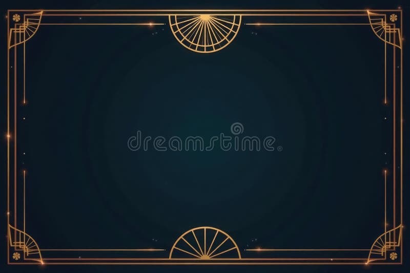 Elegant Thin Line Geometric Art Deco Badge, Retro Frame, Gold, Angles ...