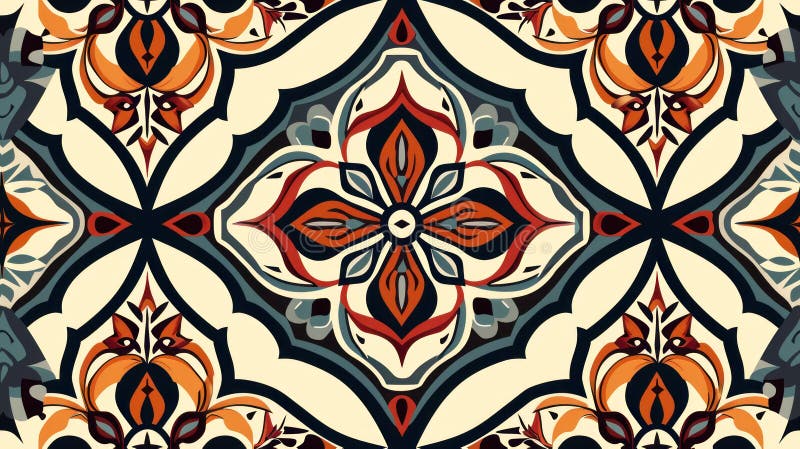 Elegant Tile Pattern with Floral and Geometric Elements. Digital ...