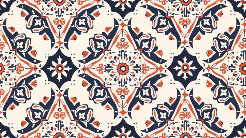 Elegant Tile Pattern with Floral and Geometric Elements. Digital ...