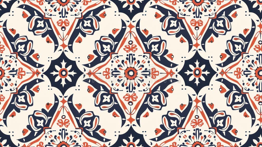 Elegant Tile Pattern with Floral and Geometric Elements. Digital ...