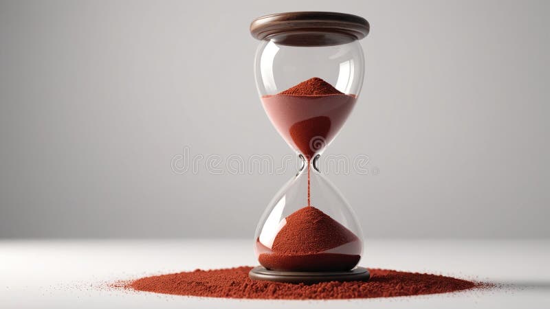 Elegant Time Concept with Red Hourglass on White Background Stock ...