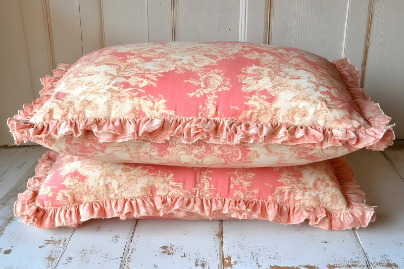 Pink Ruffled Pillows stock illustration. Illustration of aesthetic ...