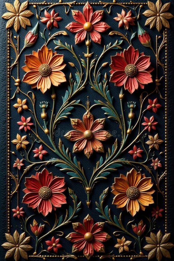 Elegant Tooled Leather, Repeating Flower Leaf Design , Detail ...