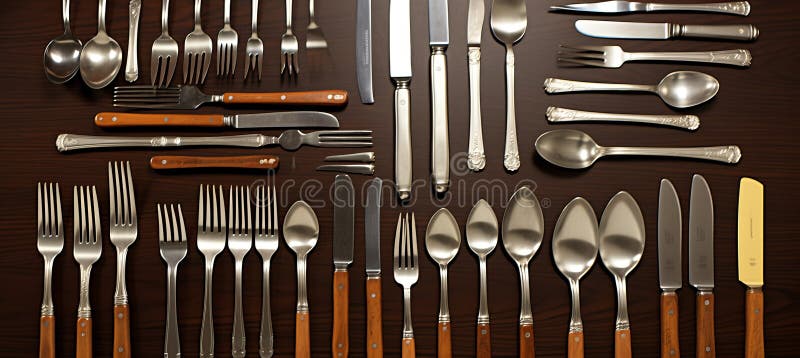 Elegant Top View of Modern Dining Utensils on Table with Soft Natural ...