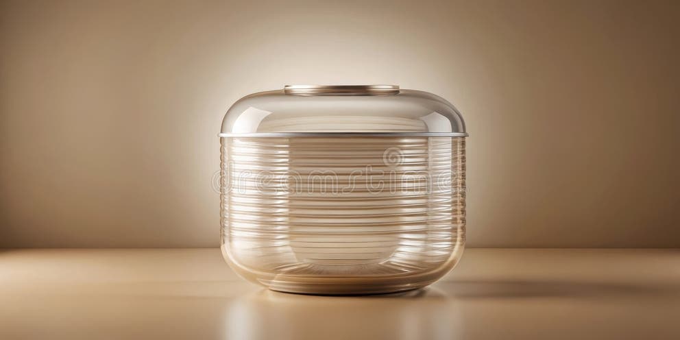 Elegant Translucent Container with Ribbed Texture and Metallic Lid ...