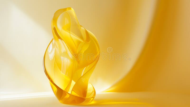An Elegant, Translucent Yellow Sculpture with Fluid Curves, Bathed in ...