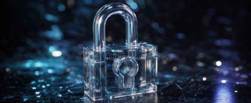 The Elegant Transparent Lock Resting on a Reflective Surface..AI ...