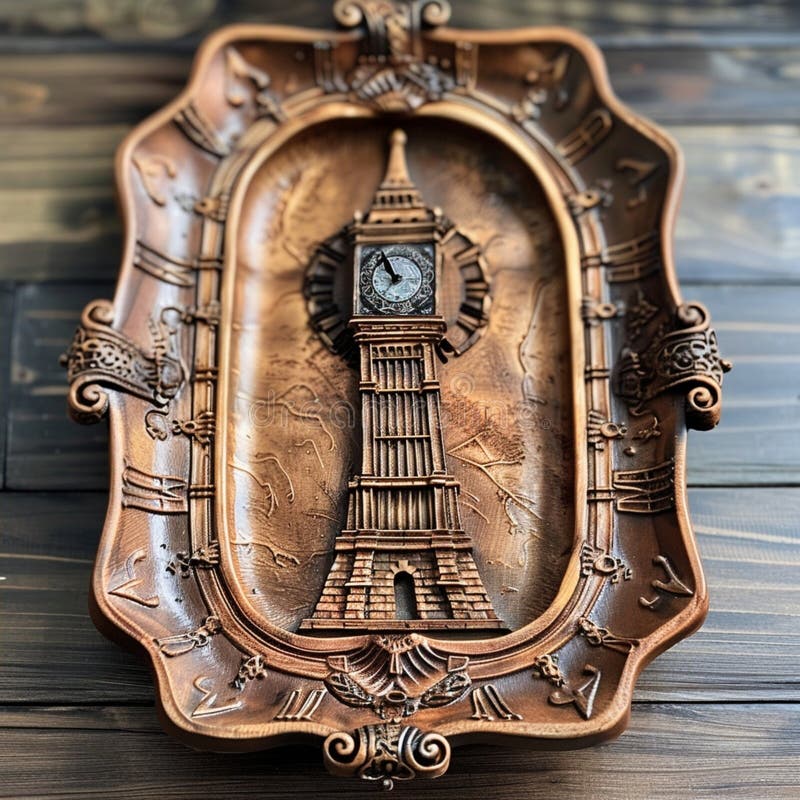 Elegant Tray with a Charming Clock Tower Design, Perfect for Displaying ...
