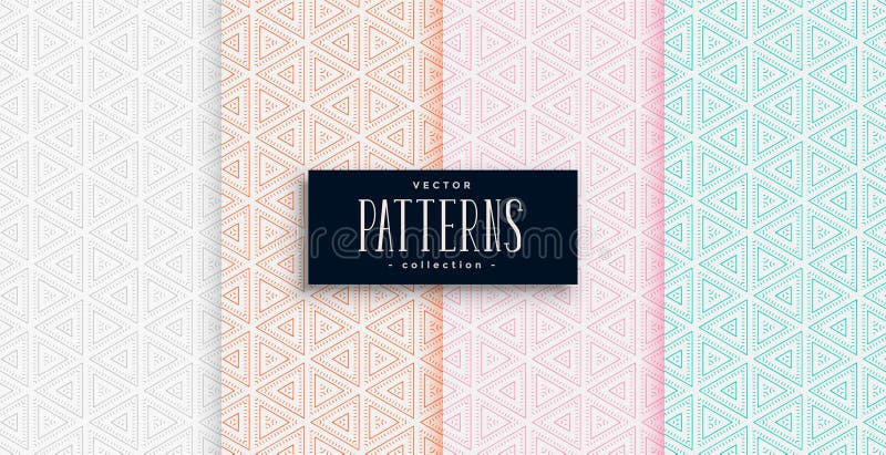 Elegant Triangle Shapes Pattern Set in Four Colors Stock Vector ...