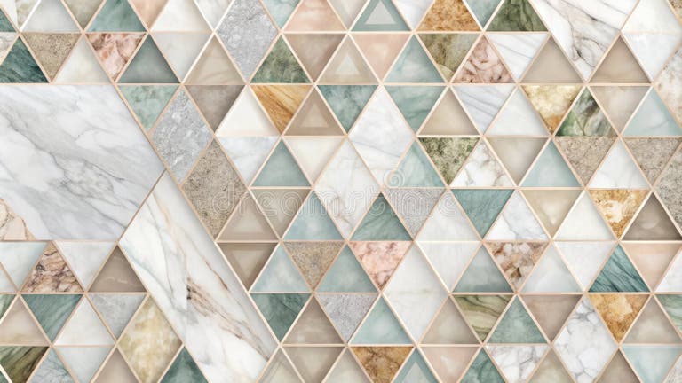 Elegant Triangular Marble and Stone Mosaic Pattern with Subtle Metallic ...