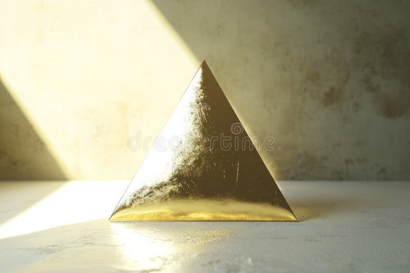Elegant Triangular Prism in Gold, Perfectly Symmetrical with Sharp ...