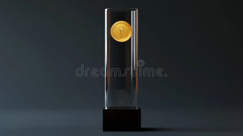 Elegant Trophy Featuring a Golden Number One Medal Inside a Clear ...