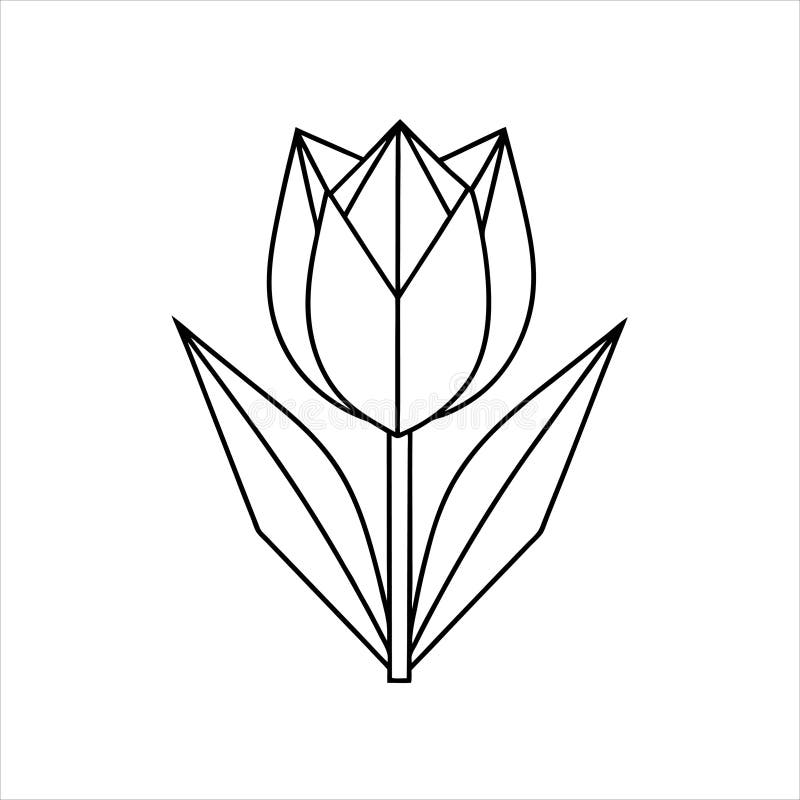 Geometric Tulip Vector Design on White Background Stock Vector ...