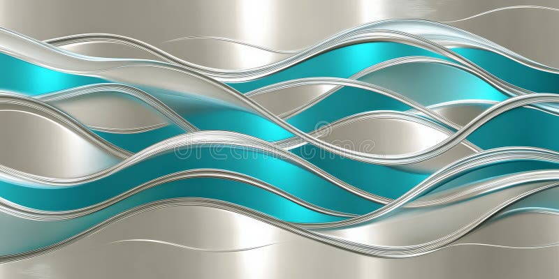 Elegant Turquoise and Silver Wave Patterns with Smooth Organic Shapes ...