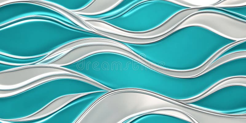 Elegant Turquoise and Silver Wave Patterns with Smooth Organic Shapes ...