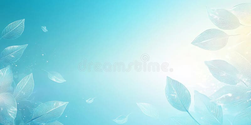 Elegant Turquoise Watercolour Background, Delicate Leaf Drawings ...