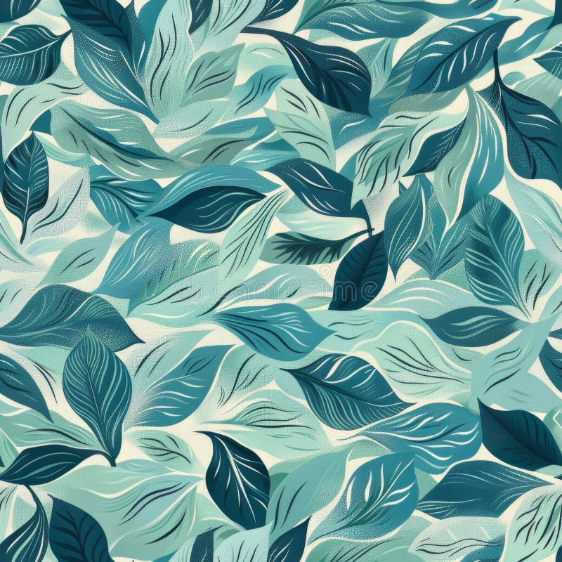 Elegant Turquoise and White Botanical Leaf Pattern Stock Photo - Image ...