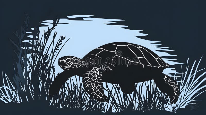 Elegant Turtle Swimming in Serene Water Stock Illustration ...