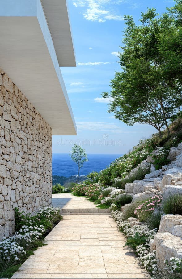 Elegant Two-story Villa with Large Windows and Stone Cladding ...